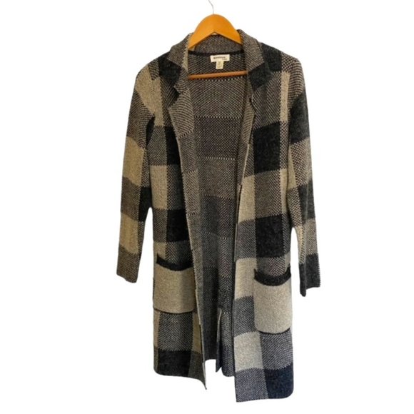 Monteau | Sweaters | Monteau Plaid Open Front Cardigan Small | Poshmark